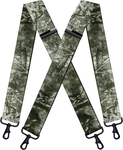 MENDENG Camo Suspenders for Men 2" Heavy Duty Clips - B/Army Grey/Black ...