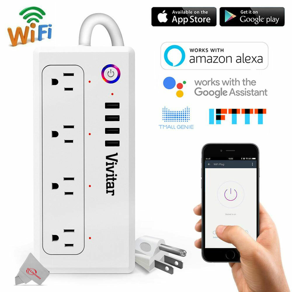 Smart Plug Power Strip 4 Outlets + 4 USB Ports works with Alexa and ...