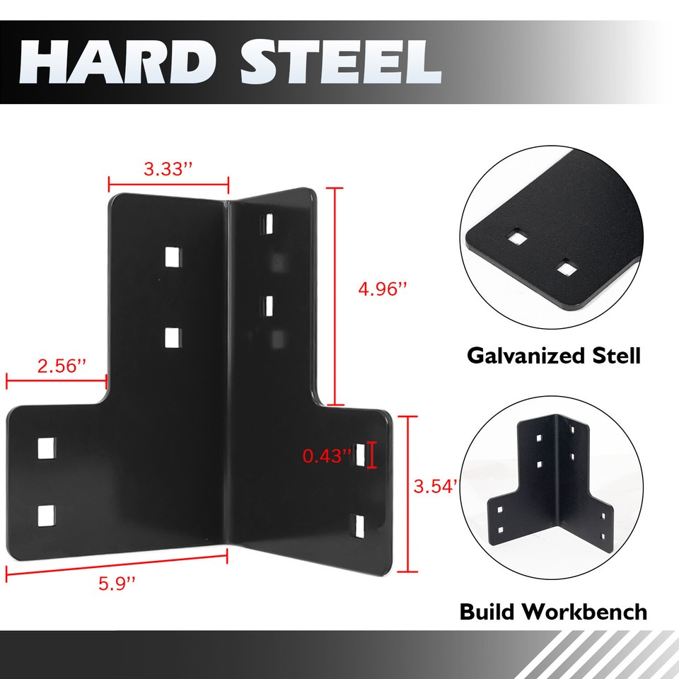 8pcs Workbench Corner Brackets Kit Steel w/Screws 5MM for DIY Workbench ...