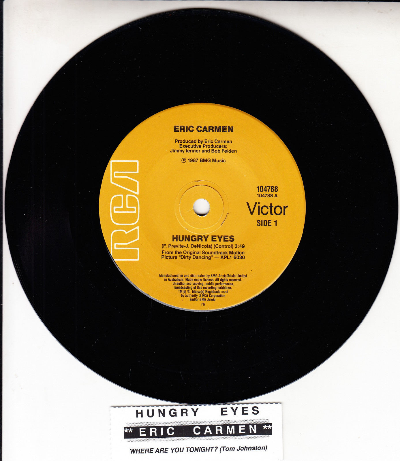 ERIC CARMEN Hungry Eyes & TOM JOHNSTON Where Are You Tonight 45 Dirty ...