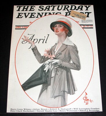 1919 OLD SATURDAY EVENING POST MAGAZINE COVER (ONLY) LEYENDECKER APRIL ...