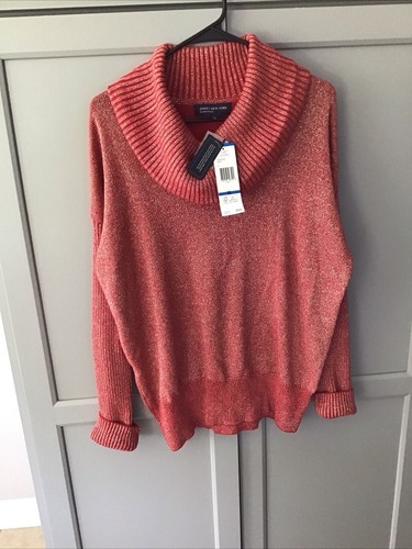 JONES NEW YORK Signature Cotton Blend Metallic Cowl Neck Sweater Size ...