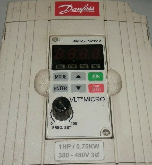 DANFOSS 176F7312 AC DRIVE W/ VLT MICRO KEYPAD 1 HP .75 KW 380-480 VAC ...