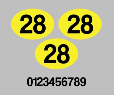 Oval Race Numbers x3 Vinyl Stickers Decals classic more size and ...