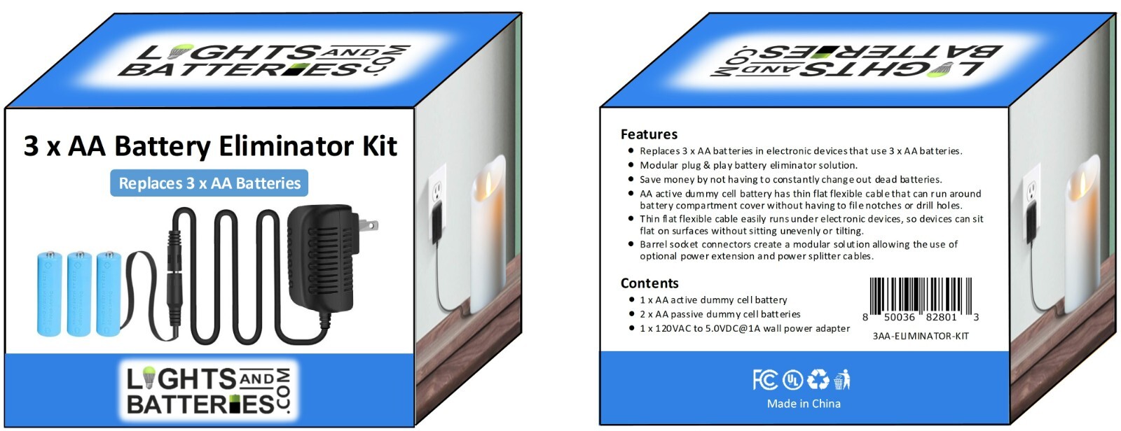 3 x AA Battery Replacement Eliminator Kit for Electronic Devices | eBay