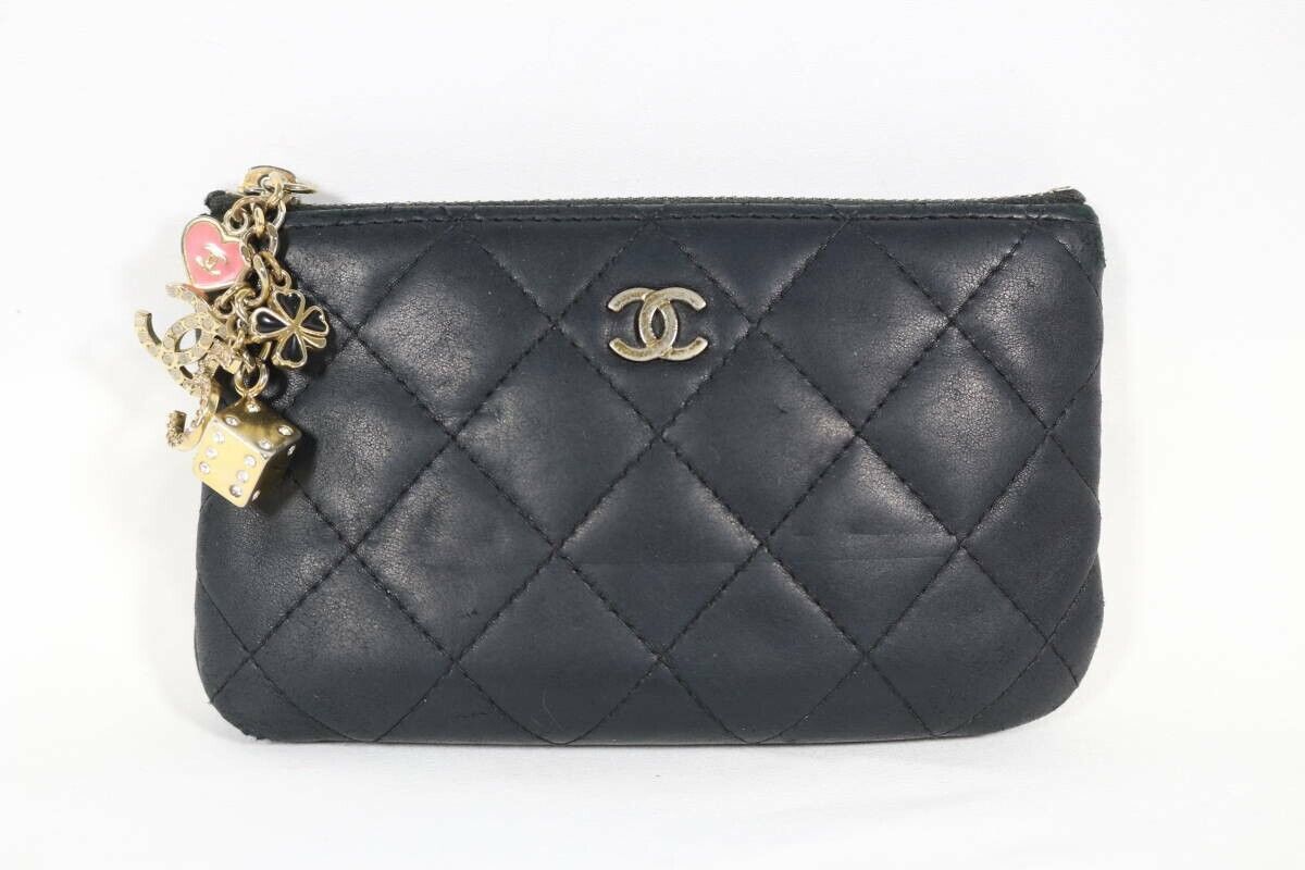 Auth Chanel Matelasse No.5 Coin Purse Accessory Case Black Auth Chanel Matelasse No.5 Coin Purse Accessory Case Black