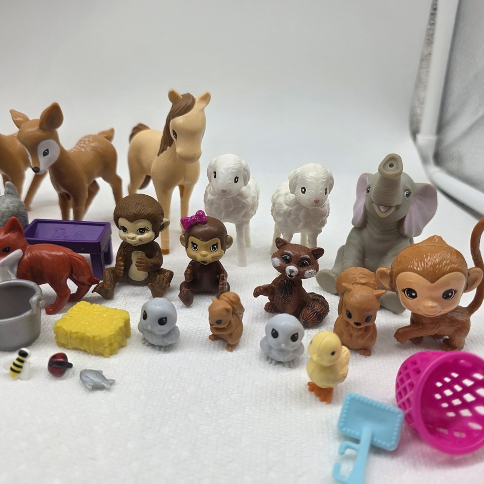 Barbie Kelly Animals Farm zoo lot Mattel Accessories Monkey Cow Deer ...