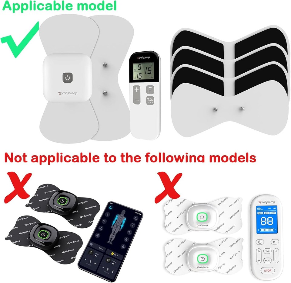Comfytemp TENS Unit Replacement Pads only for K6101, 4 Pack Wireless ...