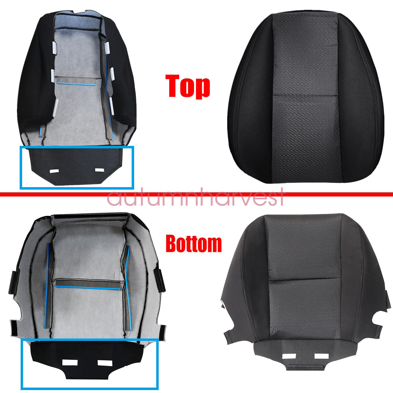 Fits 07-14 Chevy Silverado 1500 2500HD 3500HD Top Bottom Cloth Seat ...