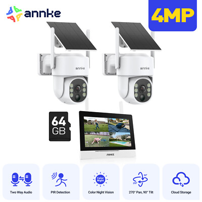 ANNKE 4MP WiFi CCTV System 2-Way Talk IP Camera 4CH 5MP NVR 7’’ LCD ...