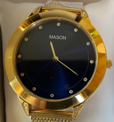 Mason Watch Collection: Women's Watch, Blue Dial Gold Timepiece with ...