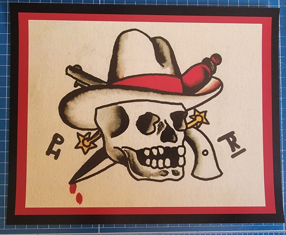 Cowboy Hat Skull Tattoos Traditional Cowboy Skull Tattoo" Tapestry For