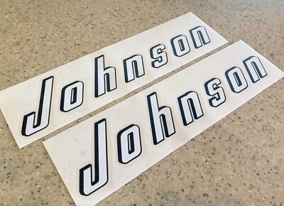 Johnson Vintage Motor Decals White and Black 12" Pair Vinyl + FREE ...