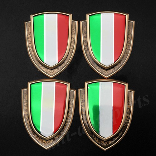 4pcs Gold Italy Italian Flag Fender Trunk Window Side Emblem Badge ...
