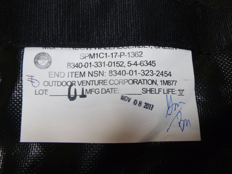 NEW WINDOW WALL PANEL 5-4-6345-1 GREEN FITS MILITARY TENT (MCPS) 5-4 ...