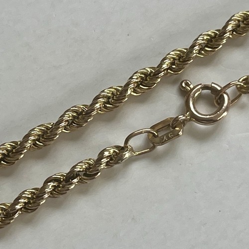 9CT GOLD ROPE BRACELET LINK CHAIN 19.5CM LONG VINTAGE HALLMARKED 9k 375 ...