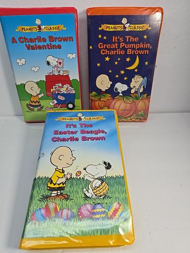 Lot of 3 VHS Peanuts Charlie Brown Great Pumpkin,Valentine,Easter ...