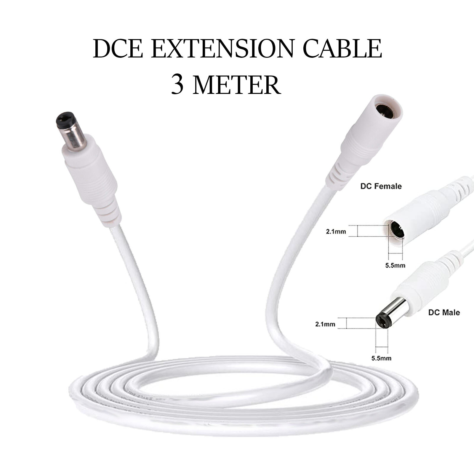 DC Power Supply Extension Cable 12V for CCTV Camera/PSU Lead 1m/2m/3m ...