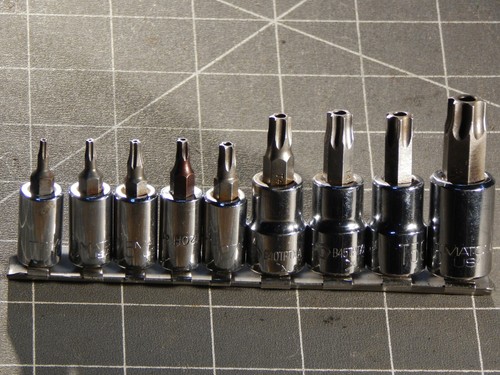 Matco 1 Mac 9Pc 1/4 3/8 Dr Tamper Proof Torx Plus Socket Driver Set T8 ...