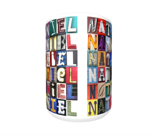 NATHANIEL Coffee Mug / Cup featuring the name in photos of sign letters ...