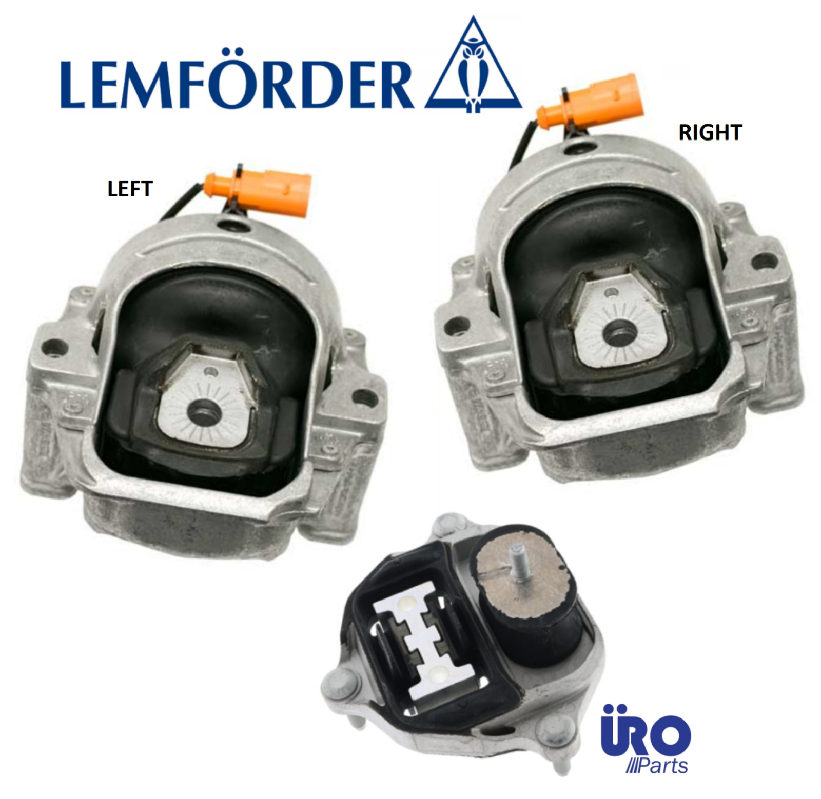Engine Motor Mount OEM Lemforder + Transmission Mount 3pcs for Audi A4 ...