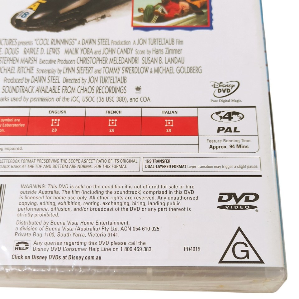 Cool Runnings DVD Jamacian Bob Sled Team Winter Olympics Comedy R4 ...