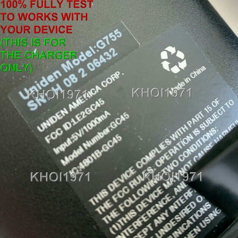 4-FT WALL charger AC adapter power for GC45 G755 Uniden Guardian ...