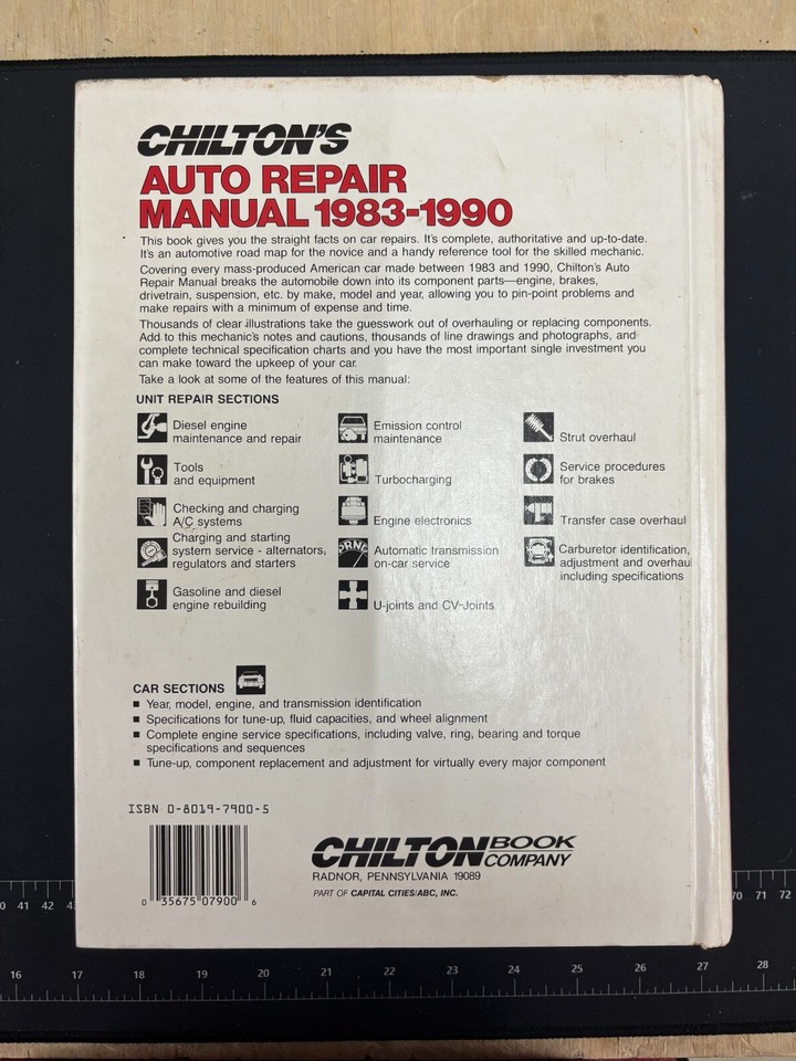 Chilton’ Auto Repair Manual Service Guide 1983 - 1990 American cars No ...