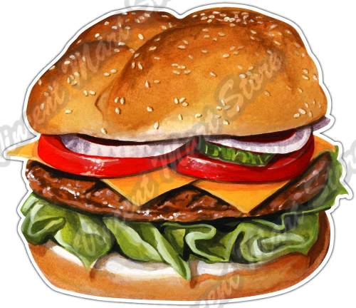 Cheese Burger Fast Food Restaurant Hamburger Car Bumper Vinyl Sticker ...