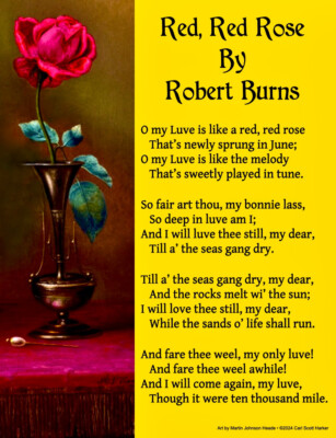 Red, Red Rose Robert Burns 8.5x11" Photo Print Love Poem Poster Famous ...