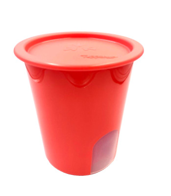 New Tupperware 1.25L One Touch Reminder Canister Container Coral Orange ...