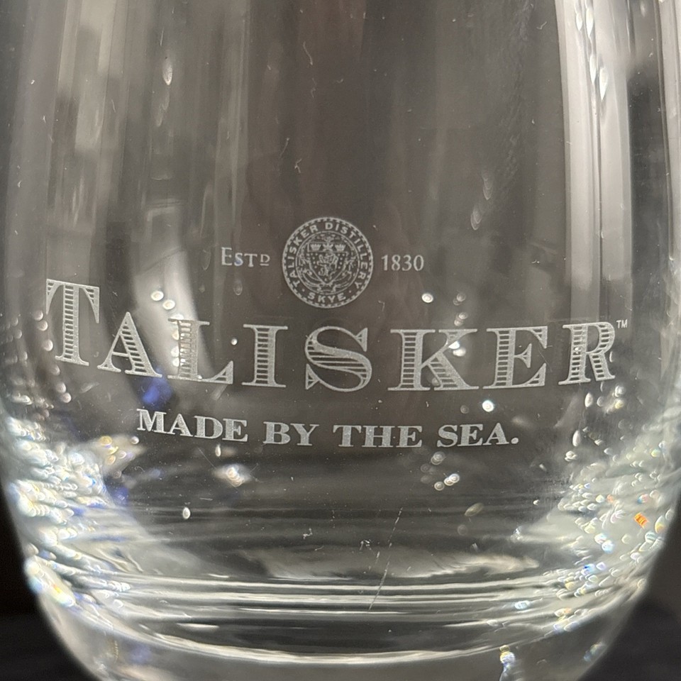 2 x TALISKER Made By The Sea Rocking Whisky Glass very nice condition ...