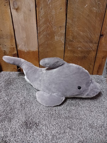 Adorable Fluffy Large GREY DOLPHIN PLUSH ( 30 inch ) Fiesta Stuffed ...