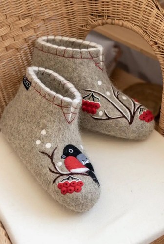 Slippers 100% Sheep Wool Russian indoor valenki felt bullfinch chuni ...