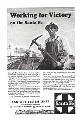 1943 Santa Fe Lines Vintage Color Print Ad Travel Vacation Railroad ...