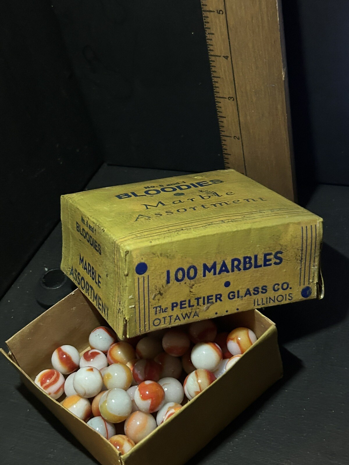 1 Peltier Glass Company Bloodies Marble Box For Size 0 And 1 | eBay