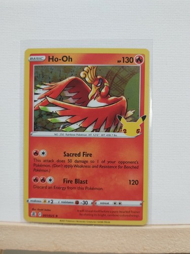 Ho-Oh 001/025 Holo Rare Celebrations 25th Anniversary Pokemon Card NM ...