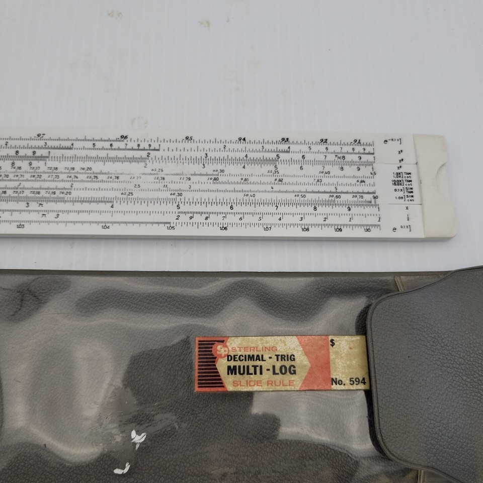 Vintage Sterling Slide Rule # 594 Decimal Trig Multi Log 1965 w/ Case ...
