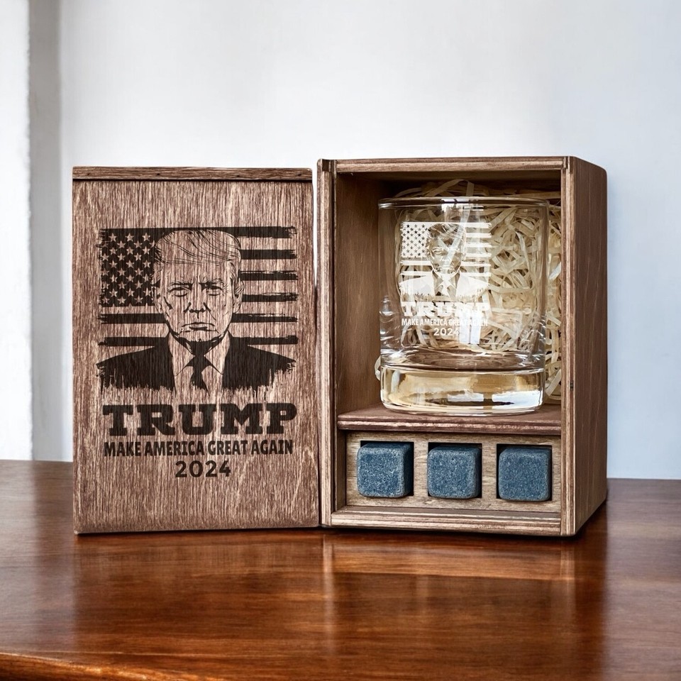 Republican Gift – Trump Whiskey Decanter Set with Etched Glasses MAGA ...