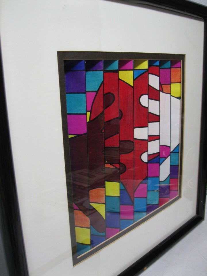 Stephan Shrem Us Them Love Print Vtg 1990s NYC Street 3D Kinetic Op Art ...