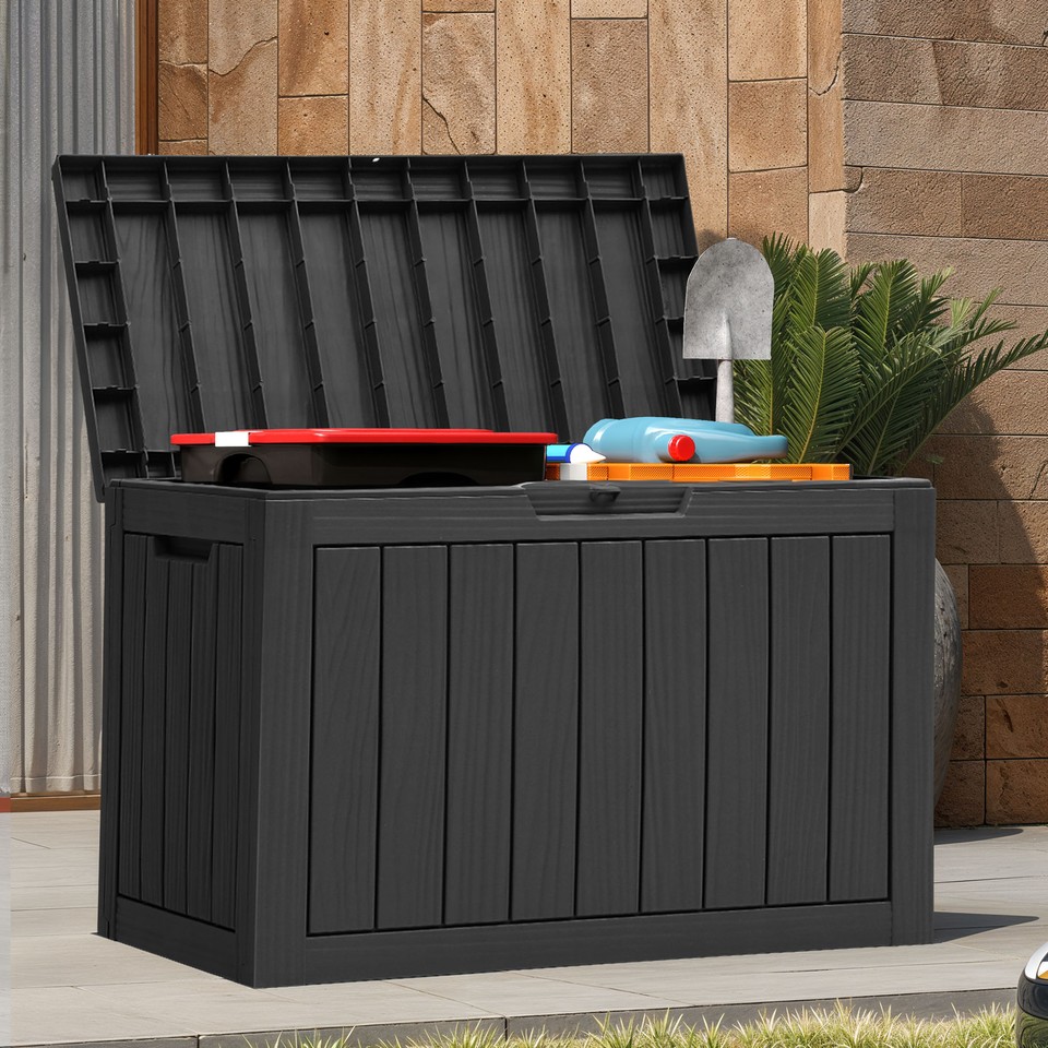 Portable Resin Outdoor Organizer 45 Gallon Large Garden & Pool Deck ...