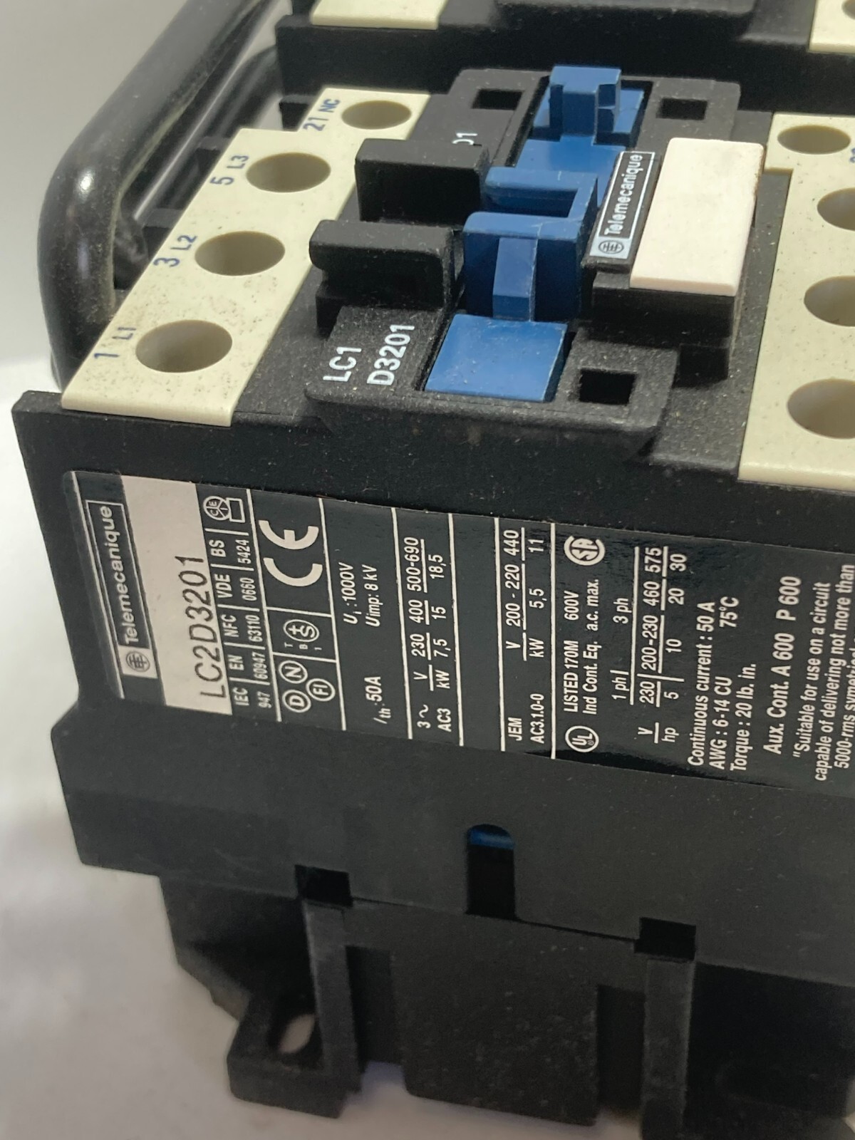 TELEMECANIQUE LC2 D3201M7 REVERSING CONTACTOR 220-230V 50HZ/ 220-240V ...
