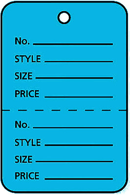 Perforated Tags Price 600 Sale 1 ¼ x 1 ⅞” Two Part Blue Unstrung Tag ...