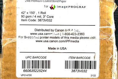 Canon imagePROGRAF Coated Paper 42"x150' 3873V032 ️️ ️️ NEW! SEALED! | eBay