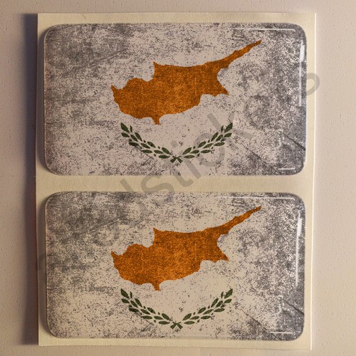 Sticker Cyprus Flag Dirty Grunge 3D Resin Domed Stickers 2x 55x32mm ...