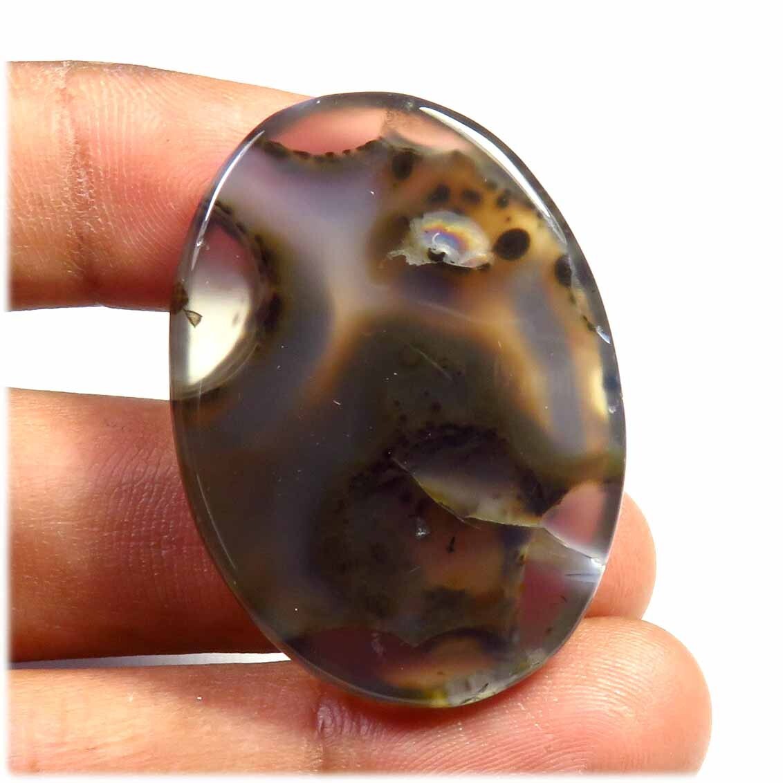 Natural Agate Montana Cabs 37x26mm Handmade Oval Polished Plain ...