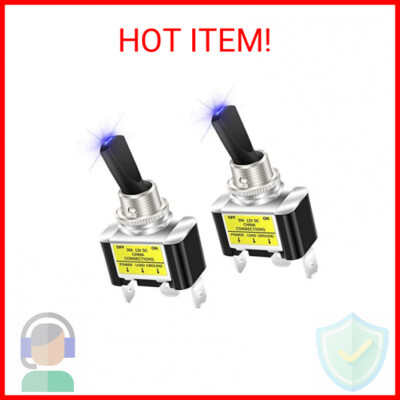 DaierTek 12V Blue LED Lighted Toggle Switch 30 Amp 12 Volt Toggle ...