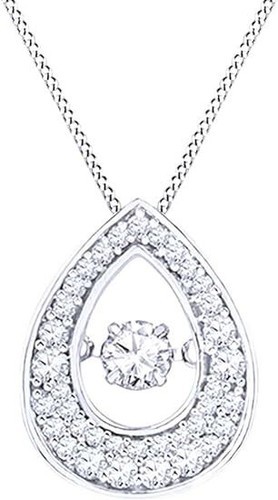1/2ct Natural Round Diamond Dancing Drop Pendant 18" Necklace 10K Gold | eBay