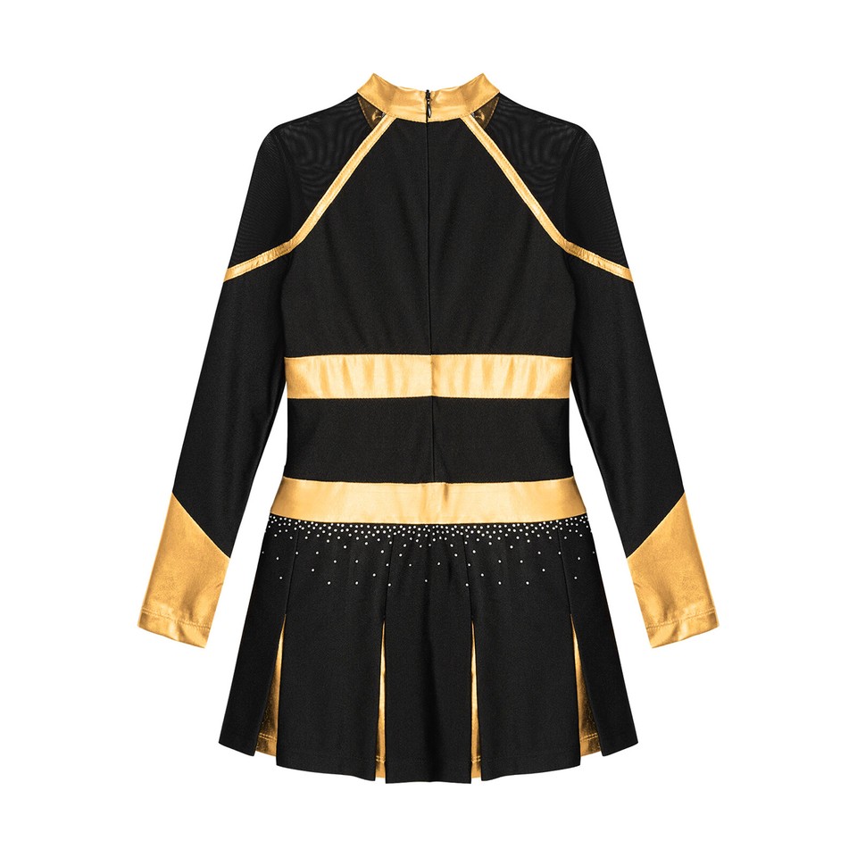 Kids Girls Costume Mock Neck Cheerleading Cosplay Uniform Contrast ...