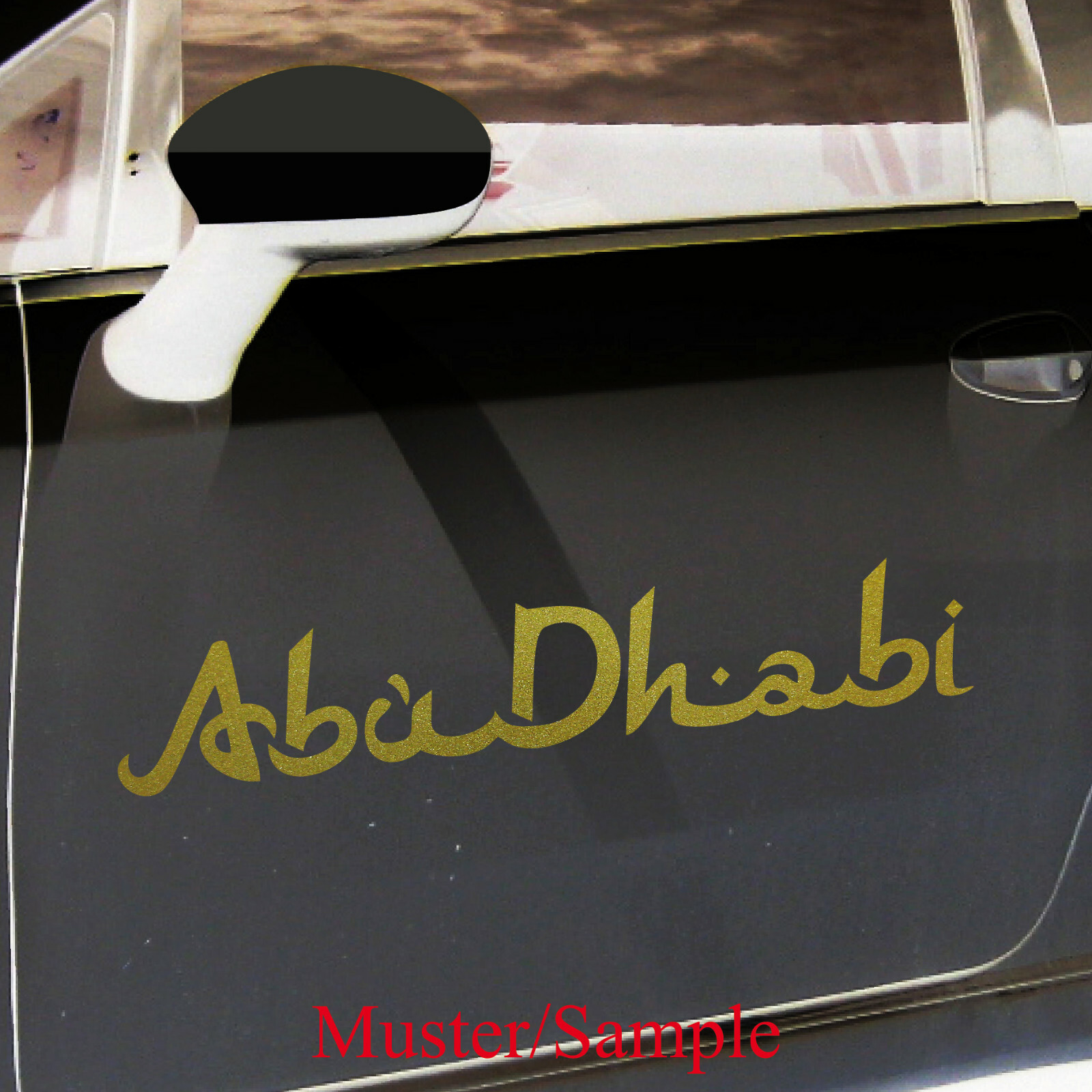 Lettering Abu Dhabi 50cm Gold Car Door Rear Window Sticker Tattoo Decor ...